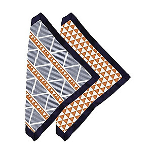 Bacati Liam Aztec Triangles Muslin 2 Piece Security Blankets with Sateen Trim, Orange/Navy