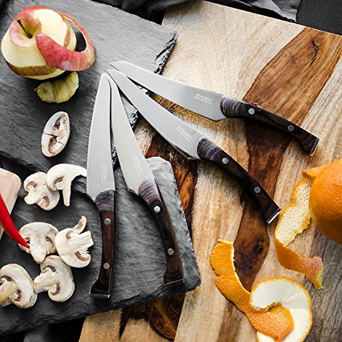 Knork Pakkawood Steak Knife, 4Piece (Set of 4), Silver