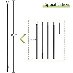 Danshinro String Light Poles, 10.5 FT Poles for Outdoor String Lights, Spiral Outdoor String Light Pole, 2 Pack String Light Poles for Outside, Adjustable String Light Pole for Backyard Patio Bistro