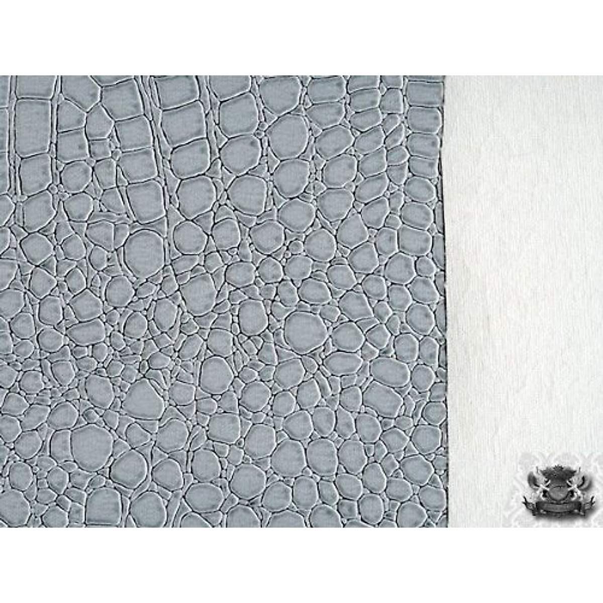 Vinyl Crocodile Gray Fake Leather Upholstery Fabric by The Yard