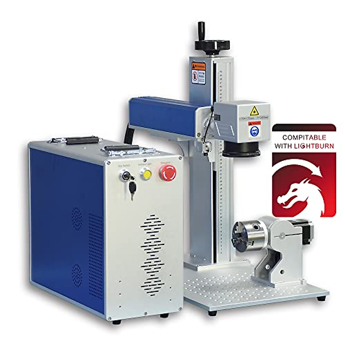 US Stock 50W JPT Fiber Laser Marking Machine Fiber Laser Engraver with 175×175mm Lens and D80 Rotary Axis