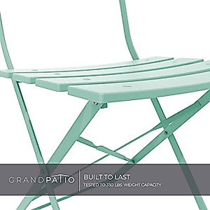 Grand patio 3-Piece Bistro Set Folding Outdoor Furniture Sets with Premium Steel Frame Portable Design for Bistro & Balcony, Mint Green