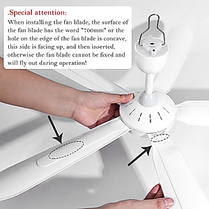 Mengnessly 28" Inch Ceiling Fan AC 110V/DC 12V Indoor Outdoor Gazebo Electric Fans for Tent with Remote Control Portable Hanging Plug in No Light White Bedroom Porch Quiet Small Room RV Garage Dorm