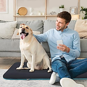 Magic Dog Large Dog Bed Soft Dog Crate Pad Mat, 42-Inch Washable Comfy Kennel Pad with Anti Slip Bottom Pet Sleeping Beds, Dark Grey