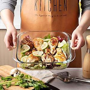 SWEEJAR Glass Bakeware, Rectangular Baking Dish Lasagna Pans for Cooking, Kitchen, Cake Dinner, Banquet and Daily Use, 9.4 x 9.4 x 2.4 Inches of Baking Pans