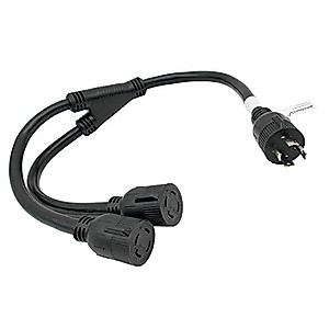 Parkworld 60462 Generator 30 amp Splitter L14-30P Male to (2) L14-30R Female, Locking 4-Prong 30 AMP Y Adapter Cord