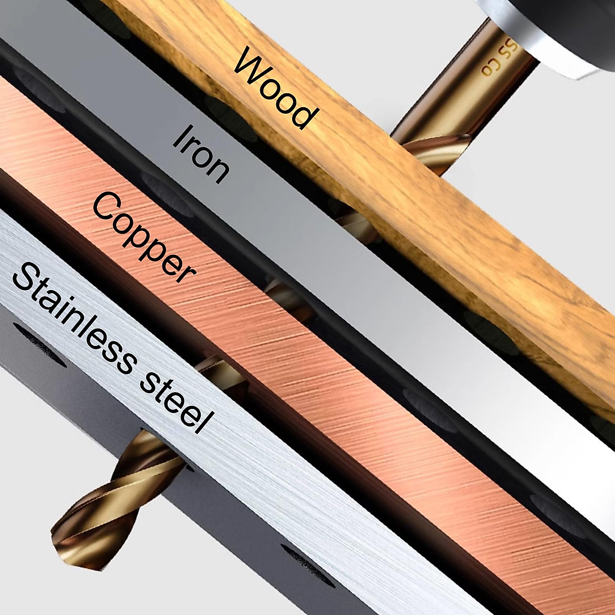 Sipery 15/64 Inch Cobalt Drill Bits, M35 HSSCO High Speed Steel 6MM Twist Drill Bit Set for Hardened Metal, Stainless Steel, Cast Iron, Plastic and Wood 10Pcs