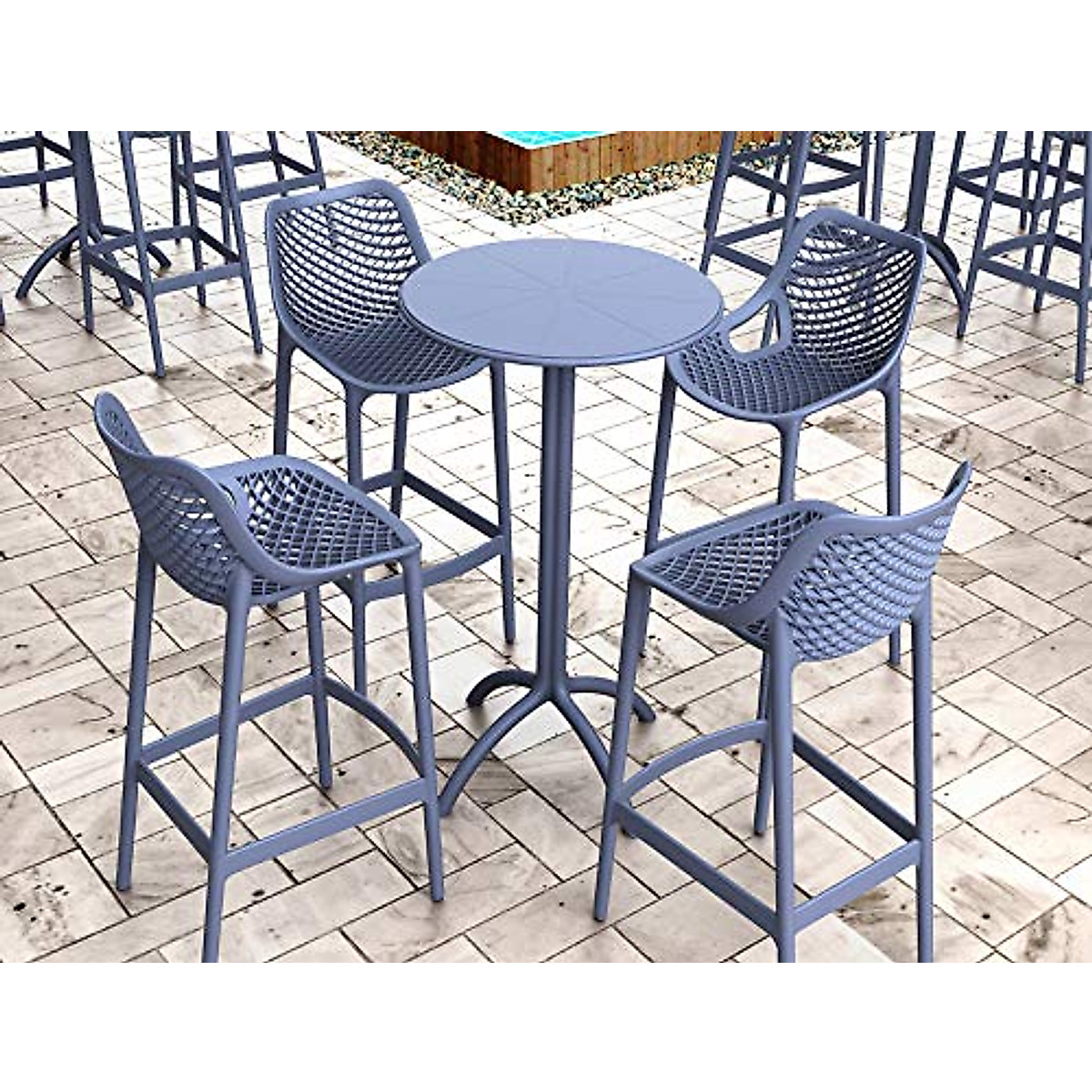 Compamia Air Patio Counter Stool in Dark Gray (Set of 2)