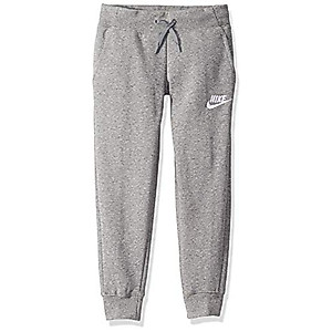 Nike Girl's NSW Pe Pant, Carbon Heather/White, Large