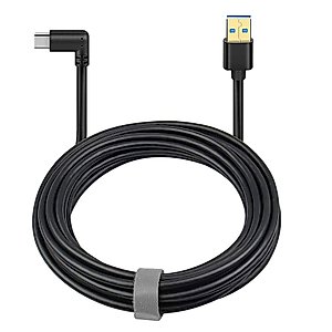 Paiholy USB Type C Cable, 90 Degree Angled High Speed Data Transfer & Fast Charging for VR Headset and Gaming PC (Black4, 16ft)