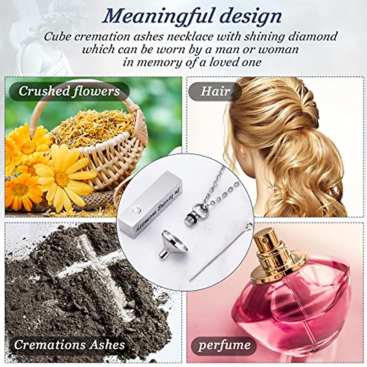 Urn Necklace for Ashes for Men and Women Cremation Jewelry for Ashes Stainless Steel Small Keepsake Pendant for Human Ashes (Black, Sliver, 12)