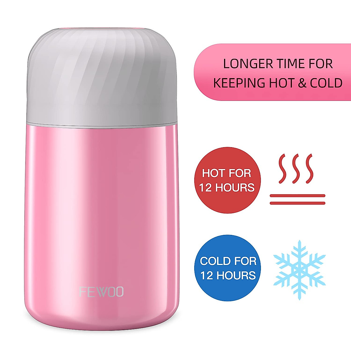 FEWOO Food Jar - 2 Pack 27oz + 20 oz Vacuum Insulated Stainless Steel Lunch Thermos, Leak Proof Soup Containers with Folding Spoon for Hot or Cold Food (Yellow)