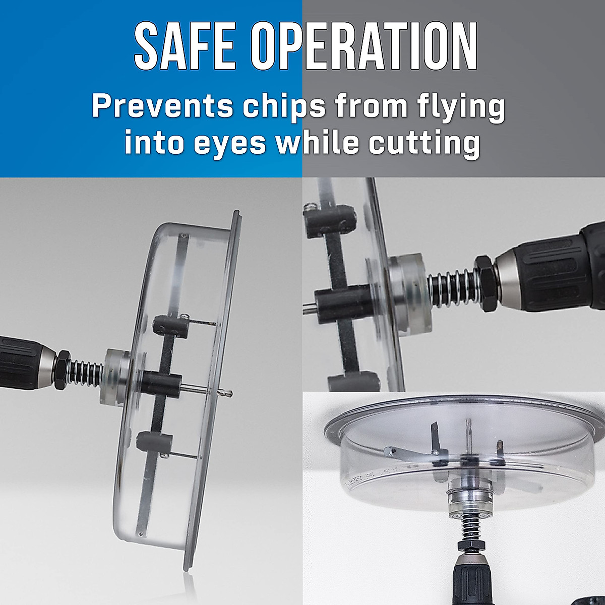 Jonard Tools AHC-10, Professional Grade Round Hole Saw Cutter, Includes Dust Shield and Case, Cuts Plywood Plasterboard Sheetrock Acrylic Up to 1 1/16” Thick, Adjustable Hole Size 2.2” to 10”, Silver