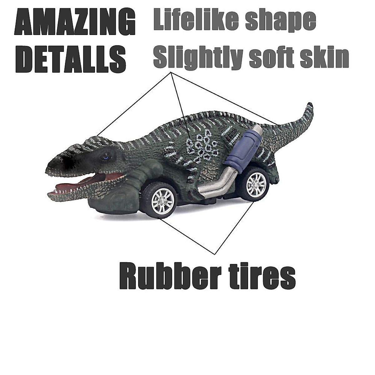 ZHFUYS Dinosaur Toy car,boy Toys Age 3 to 12 Toy Dinosaur 5.3 Inch Toys for 3,4,5,6,7,8,9,10,11,12 Year Old Boys Full-Form Dino car Toy,6 Pack