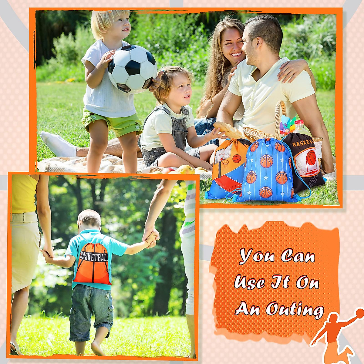 36 Pcs Basketball Party Favor Sports Drawstring Present Bags Basketball Goodie Bags Backpack Small Ball Gift Bags Gym String Bags for Kids Boys Girls Birthday Travel Storage Team Workout Gym 12 Styles