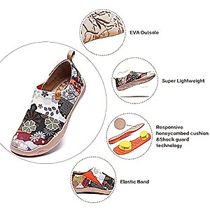 UIN Women's Casual Loafers Travel Painted Walking Slip On Lightweight Comfortable Canvas Fashion Sneakers Hana (42)