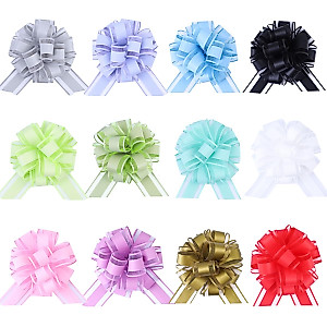 12 Pcs 6inch Pull Bow Gift Wrapping,Pull Bow for Birthday, Christmas, Party, Holiday, Gift Boxes Bow Basket Packaging Bows for Valentine's Day Presents Flower Decorations (Mixed Color)
