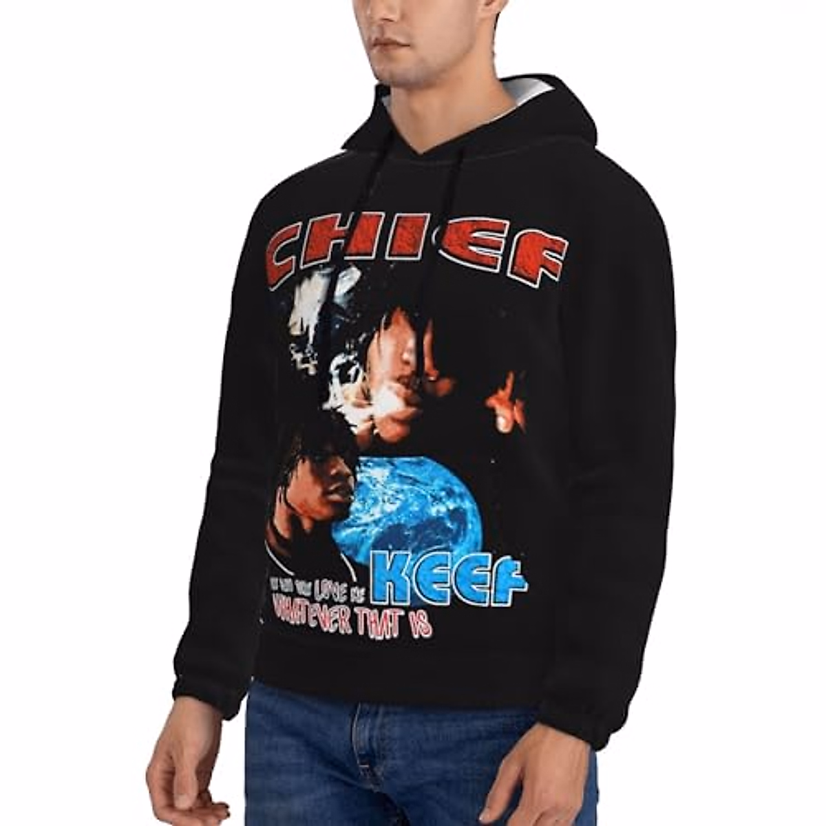 Galaksing Chief Rapper Keef Men's hoodie Casual long sleeve T Shirts fit Youth Popular for Running Suitable for winter X-Large Black