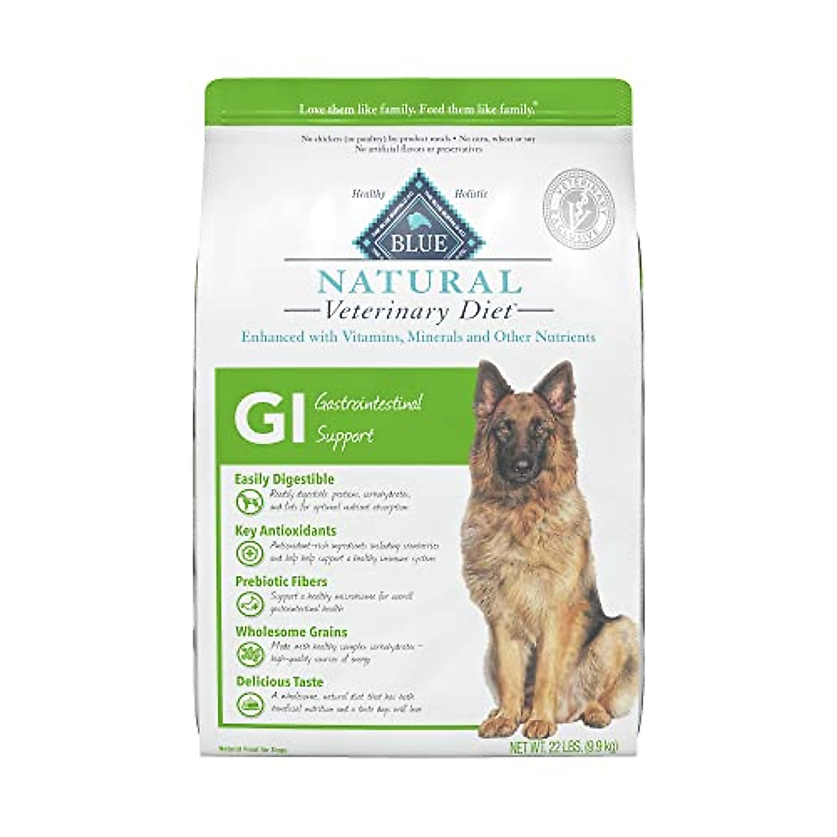 Blue Buffalo Natural Veterinary Diet GI Gastrointestinal Support Dry Dog Food, Chicken 22-lb bag