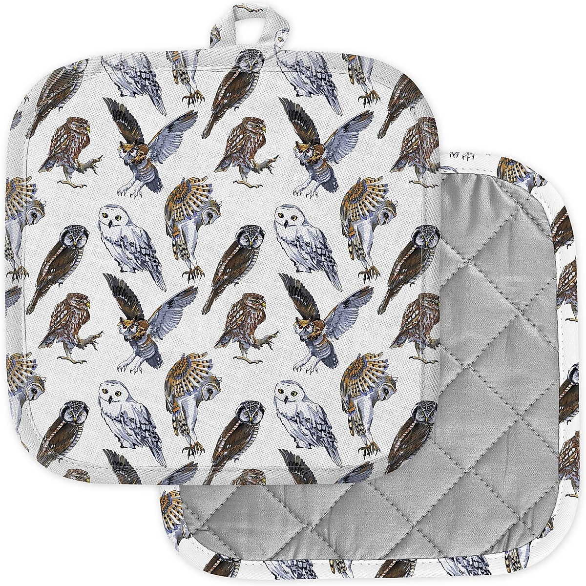 [Pack of 2] Pot Holders for Kitchen, Washable Heat Resistant Pot Holders, Hot Pads, Trivet for Cooking and Baking ( Marker Owl Print )