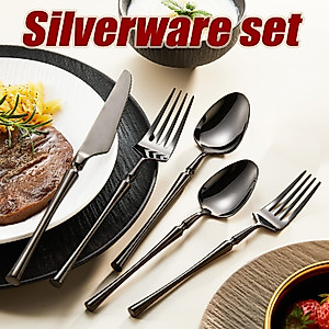 Locci 20 Pieces Silverware Set, Modern Flatware Set for 4,18/10 Stainless Steel Cutlery Set Dishwasher Safe (Gold)