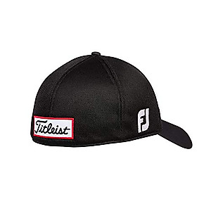 Titleist Men's Tour Sports Mesh Golf Hat, Black/White S/M