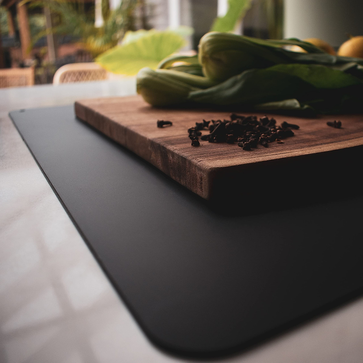Electric Stove Top Cover by MALLOWA - 27.5" x 19.5" x 2mm Thick, Durable, Heat Resistant, Non-Slip Food Grade Silicone Mat to Protect 24-27" Glass Ceramic Cooktops and Kitchen Benches. (Black)