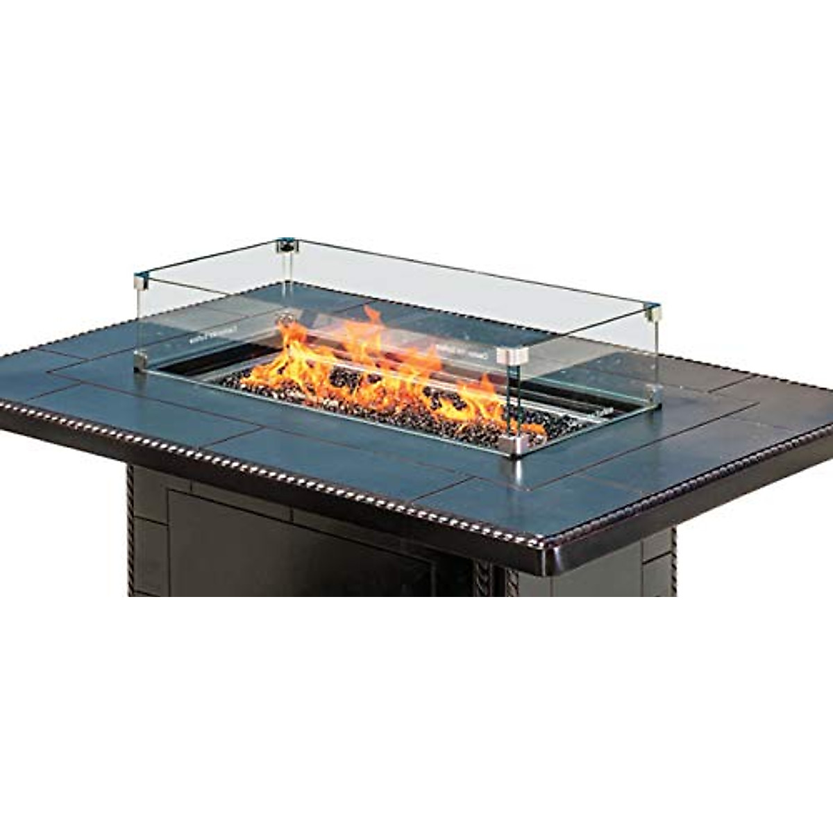 Hiland AWS-RT30 Fire Pit Glass Wind Screen, Rectangular, Clear