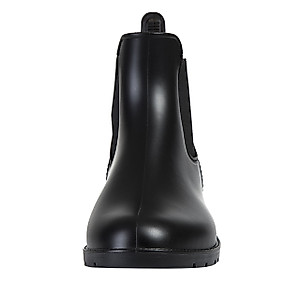 Asgard Women's Ankle Rain Boots Waterproof Chelsea Boots, Black 38 (Size 7.5)