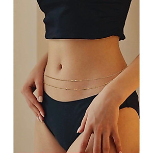 Beaded Waist Chain, Dainty Belly Chain, Simple Bikini Body Chain for Women (WC32-Beaded&Chain)