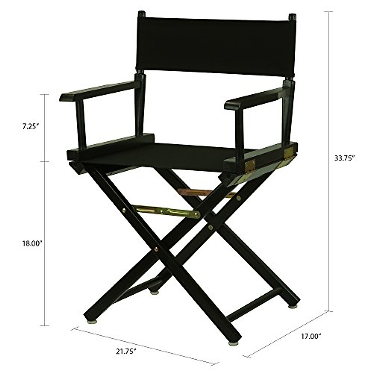 Casual Home Director's Chair ,Black Frame/Black Canvas,18" - Classic Height
