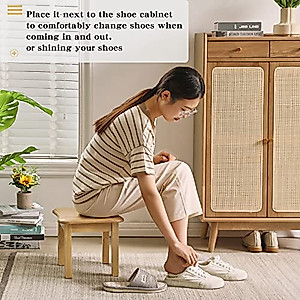 Aibiju Toddler Step Stool, Mini Table Desktop Shelf, Wooden Stool 11.5 * 11.5 * 10.6inch, Natural Wood Kitchen Step Stool, Small Short Stool for Kids and Adults, Natural Wood Color JPRF-1352