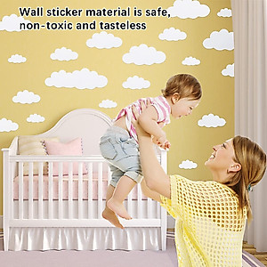 CUGBO 31pcs Big Clouds Vinyl Wall Decals DIY Wall Sticker Removable Wall Art Decor 4-10 inch for Living Room Nursery Kids Room(White)