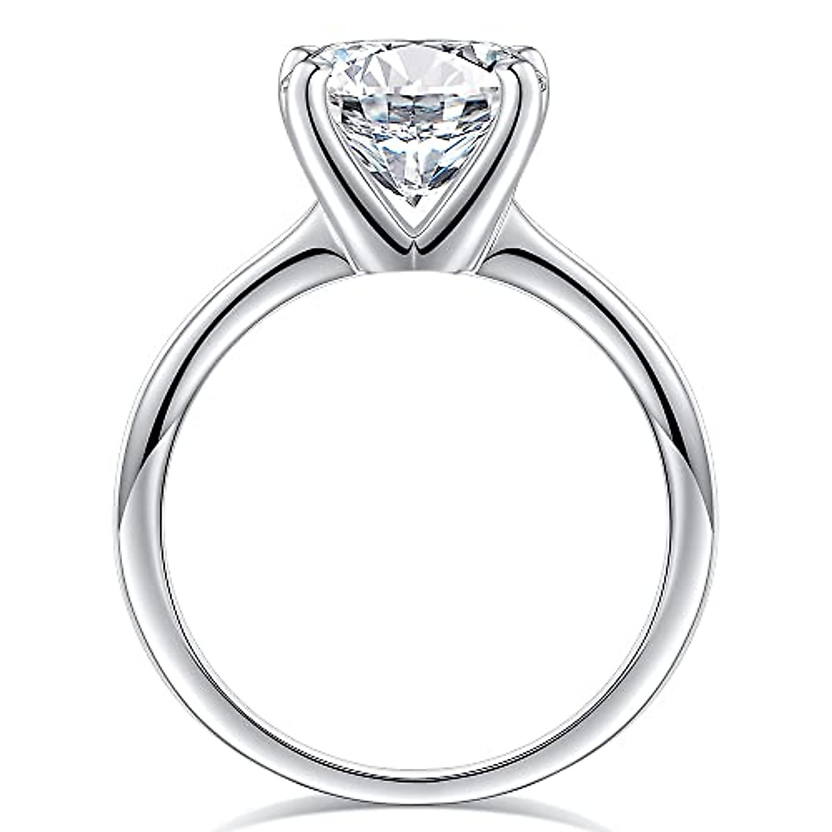 FACETS JEWELS Colorless VVS1 2.00 Carat Moissanite Diamond Engagement And Wedding Ring For Women In Solitaire Ring in - 10K Solid White Gold Size 6.5