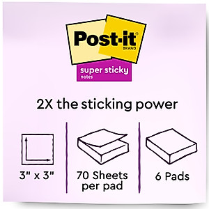 Post-it Super Sticky Recycled Notes, 5 Pastel Colors, Sticks and Resticks, 3 in x 3 in