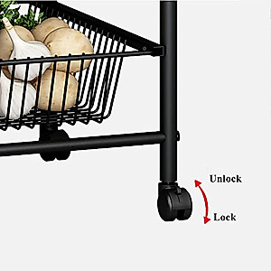 MOAMUN Kitchen Storage Rolling Cart 5-Tier Kitchen Rack Metal Standing Shelf Storage Shelving Unit Organizer for Kitchen Bathroom Garage Pantry