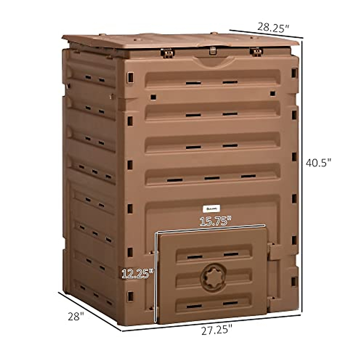 Outsunny Garden Compost Bin, 120 Gallon (450L) Garden Composter, BPA Free, with 80 Vents and 2 Sliding Doors, Lightweight & Sturdy, Fast Creation of Fertile Soil, Brown