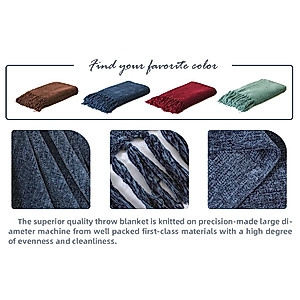 Bangya Navy Chenille Throw Blanket Soft Cozy Woven Fringe Tassel Throw for Sofa Couch Bed Living Room (Navy,50" X 60")