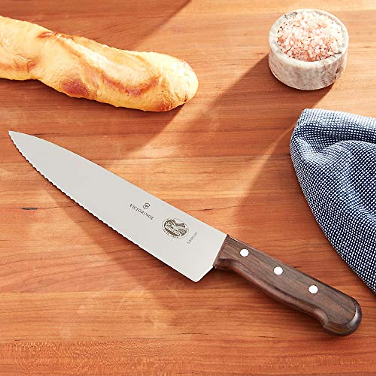 Victorinox 10-Inch Wavy/Straight Edge Sandwich Knife, Rosewood Handle