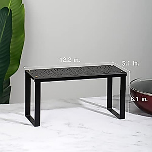 2 Pack Stackable Kitchen Cabinet and Counter Shelf Organizer for Kitchen Countertop, Cabinet, Bathroom, Pantry, Office, Nonslip (Small + Large)