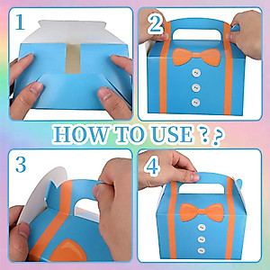 16 Pack Orange Blue Party Favor Boxes Blue Orange Cartoon Paper Treat Boxes for Birthday Party Baby Shower Party Supplies