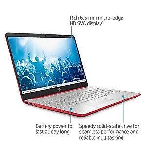 HP 15.6" HD Newest Laptop for Business and Student, Intel Pentium Silver N5030, 16GB RAM, 1TB SATA SSD, Webcam, Media Card Reader, RJ45, HDMI, Wi-Fi, Windows 11 Home, Scarlet Red, KKE Accessories