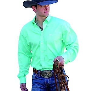 Cinch Men's Classic Fit Long Sleeve Button One Open Pocket Solid Shirt, Green, 3X-Large