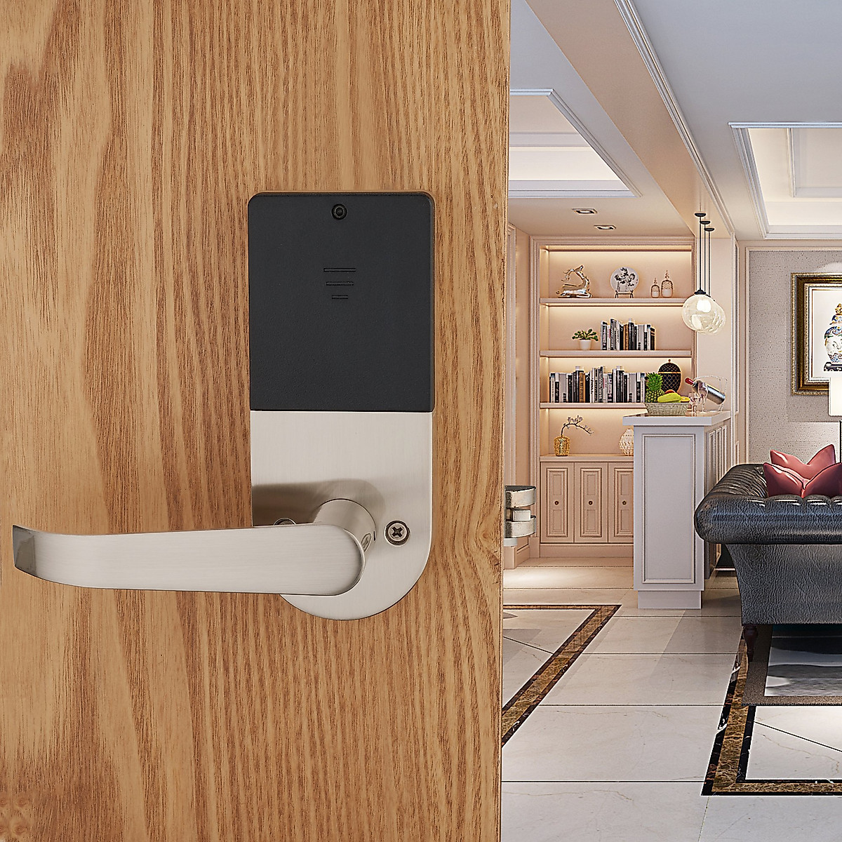HENYIN Digital Door Lock,Unlock with M1 Card, Code and Key,Handle Direction Reversible (Card+Remote)