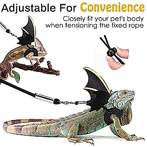 Bearded Dragon Leash Harness with Magician Hat and Bowtie Halloween Costume Set,3 Pack Bat Wing with Leash for Lizard Reptile Halloween,Holiday,Party,Photos Small Animal Clothes Outfit (Orange Set)