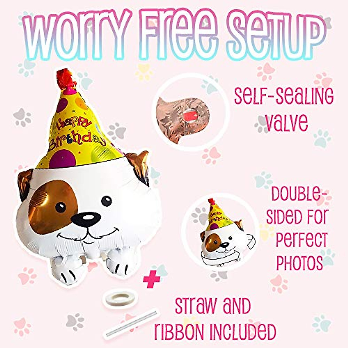 Dog Birthday Party Supplies Balloons | Perfect Puppy Bone Decorations for Lets Pawty, Woof, Birthday or Pet Adoption Parties | Mylar Foil Pet Themed Balloon Decor for Boy or Girl Dogs