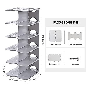 ACPOP Shoe Slots Organizer, Adjustable Shoe Rack,Better Stability Shoe Organizer,Shoe Stacker,Space Saver,Pack of 6,Grey