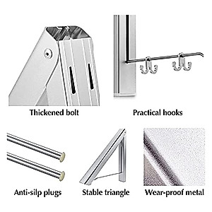 ANXVERS Household Clothes Rack, Laundry Clothes Rack, Wall Clothes Rack, Hanging Clothes Rack, Folding Clothes Rack, Clothes Rack with Pole, Clothes Rack, Independent Clothes Rack Sliver, Silver