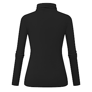 Herou Women Long Sleeve Turtleneck Stretch Slim T Shirt Layer Tops Black Medium