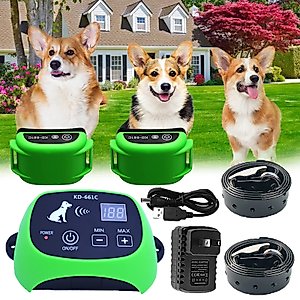 HEXIEDEN Electric Wireless Dog Fence,Pet Dog Container Boundary Containment System,with Waterproof and Rechargeable Collar Receiver,Adjustable Control Range,Harmless,for 1 2 3 Dogs,for2dogs